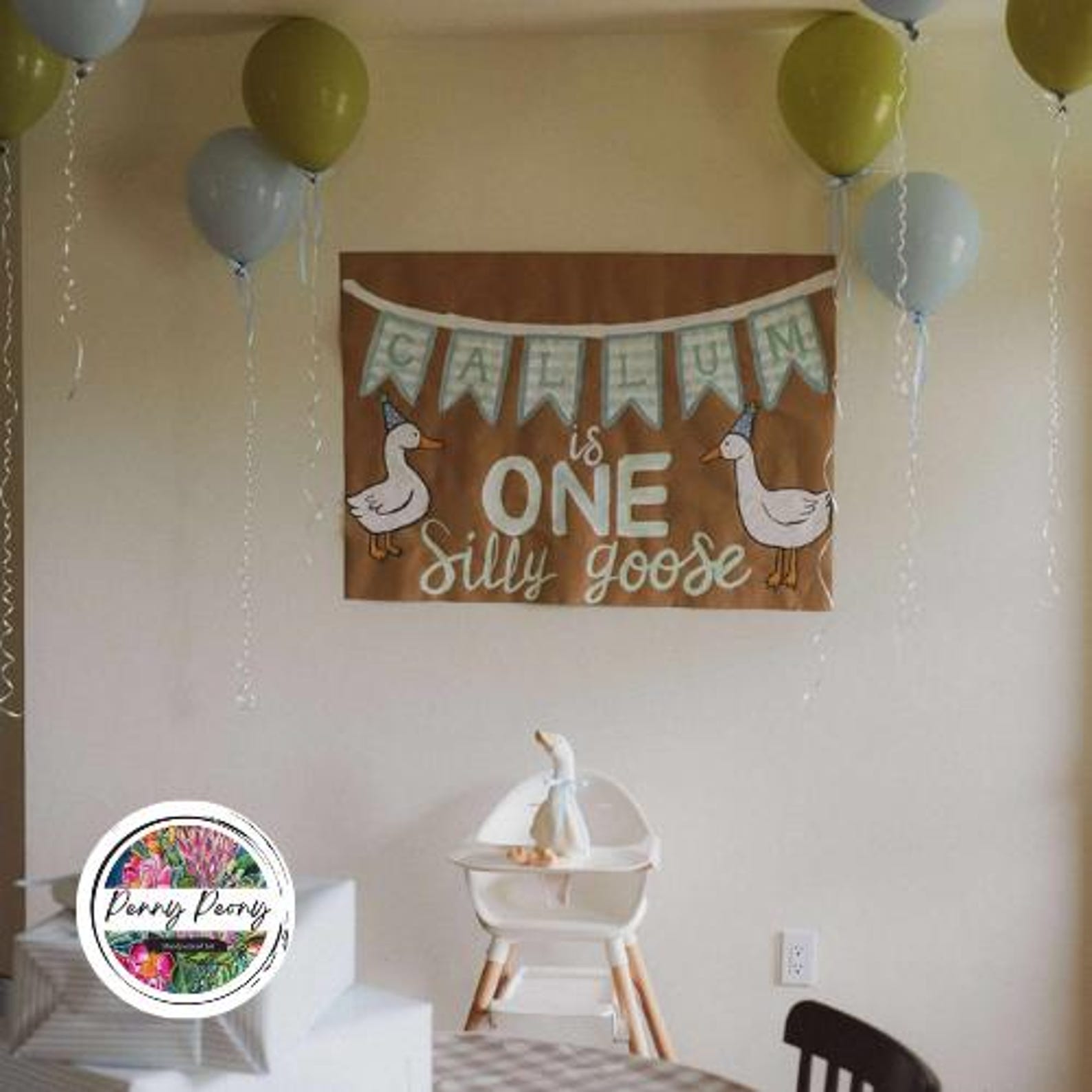 One Silly Goose, Hand Painted Banner, Kraft Paper Custom Banner ...