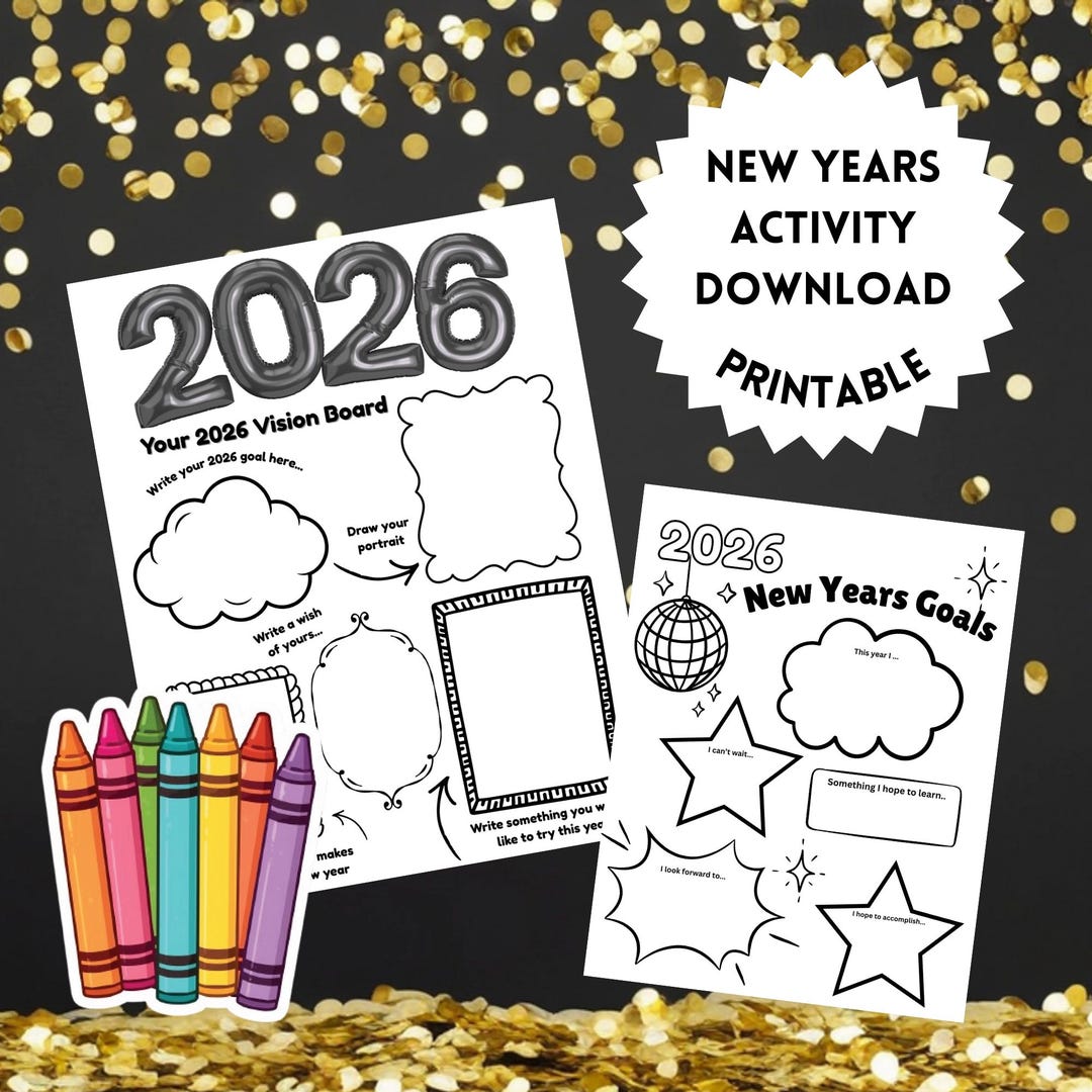 New Years Activity Printable, Kids New Years Coloring Sheets, 2026 New ...
