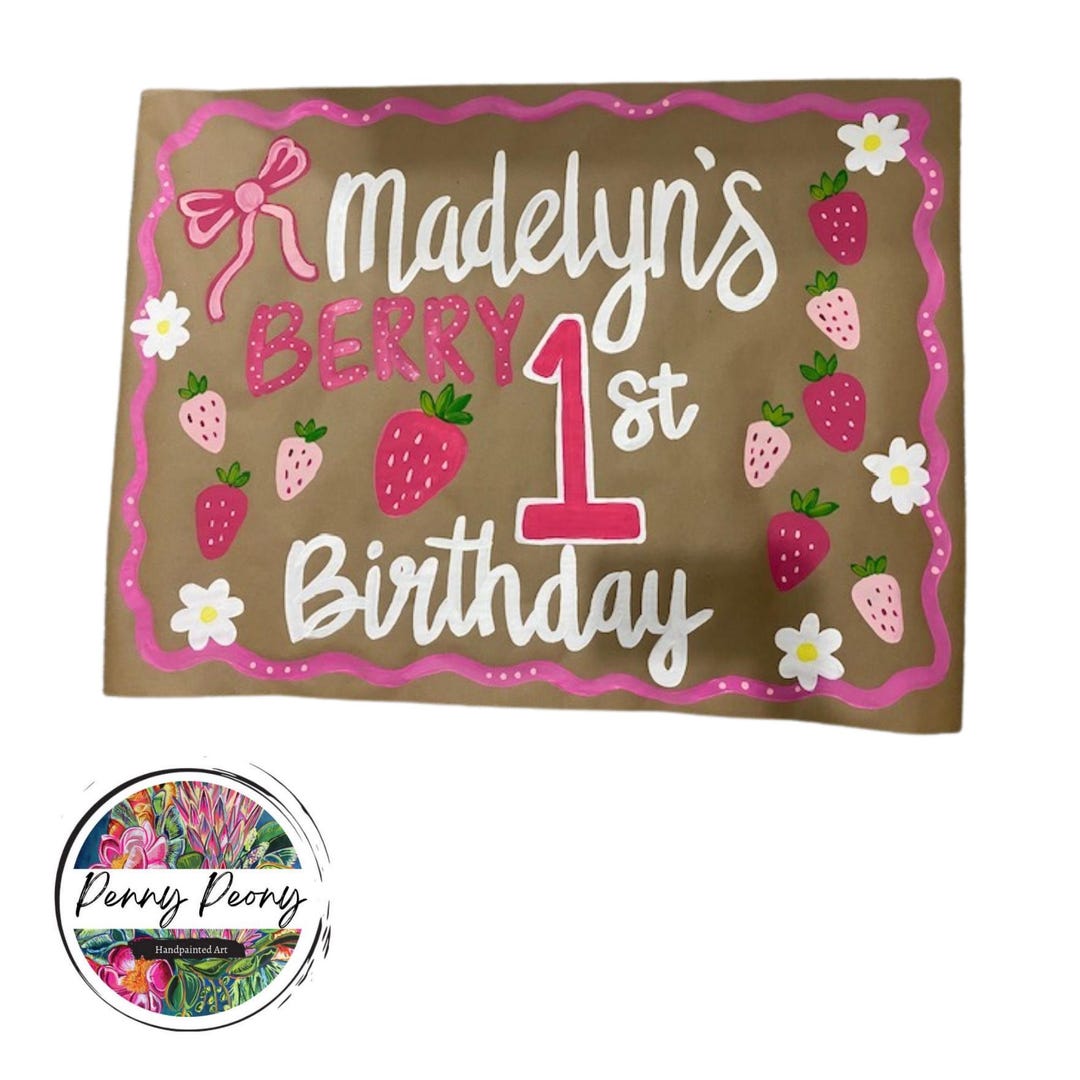 First Birthday Banners, Hand Painted Banners, Kraft Paper Custom Banner ...