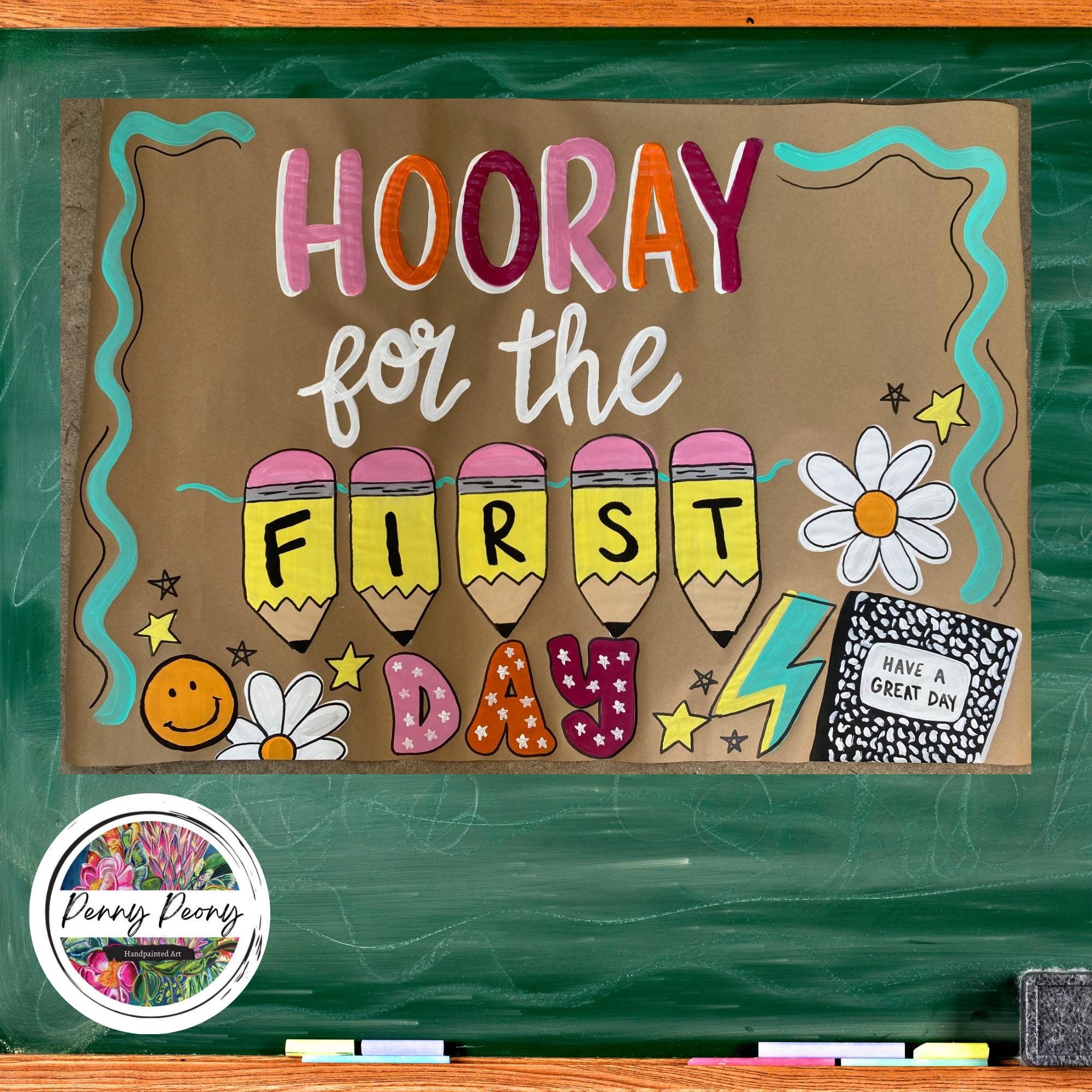 Back to School Classroom Decor Banner, Hand Painted Paper Banner ...