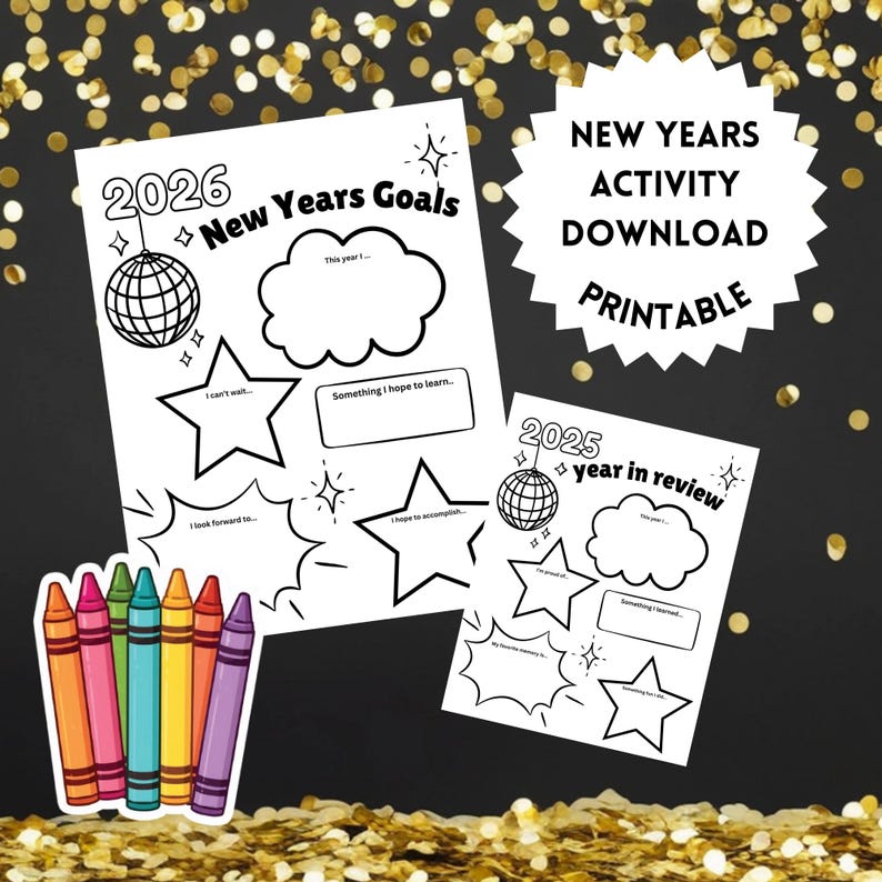 New Years Activity Printable, Kids New Years Coloring Sheets, 2026 New ...