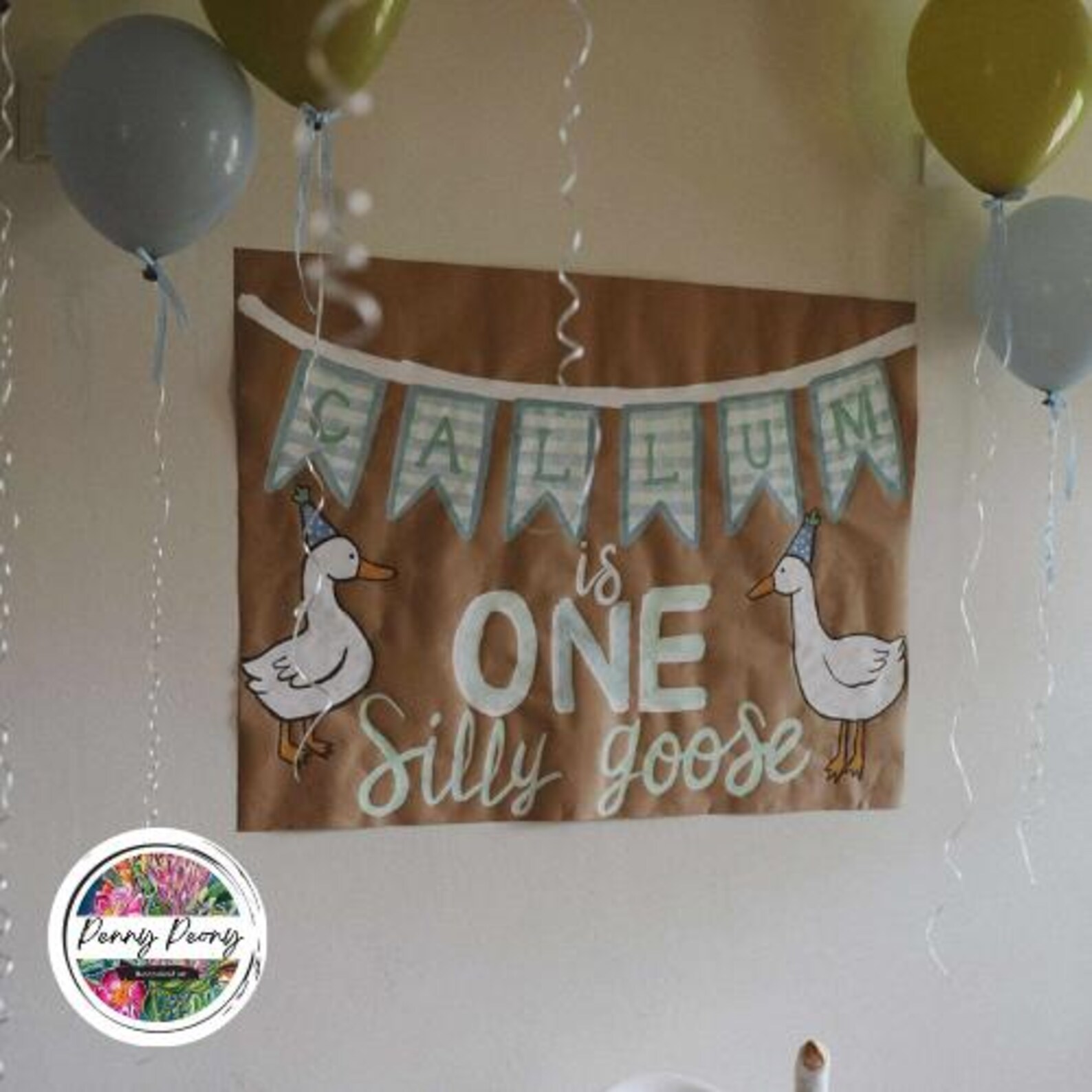 One Silly Goose, Hand Painted Banner, Kraft Paper Custom Banner ...