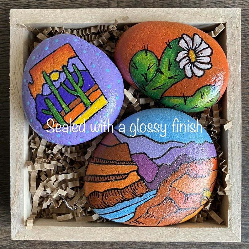 Arizona Hand Painted Rocks Rock Garden Arizona Painting - Etsy