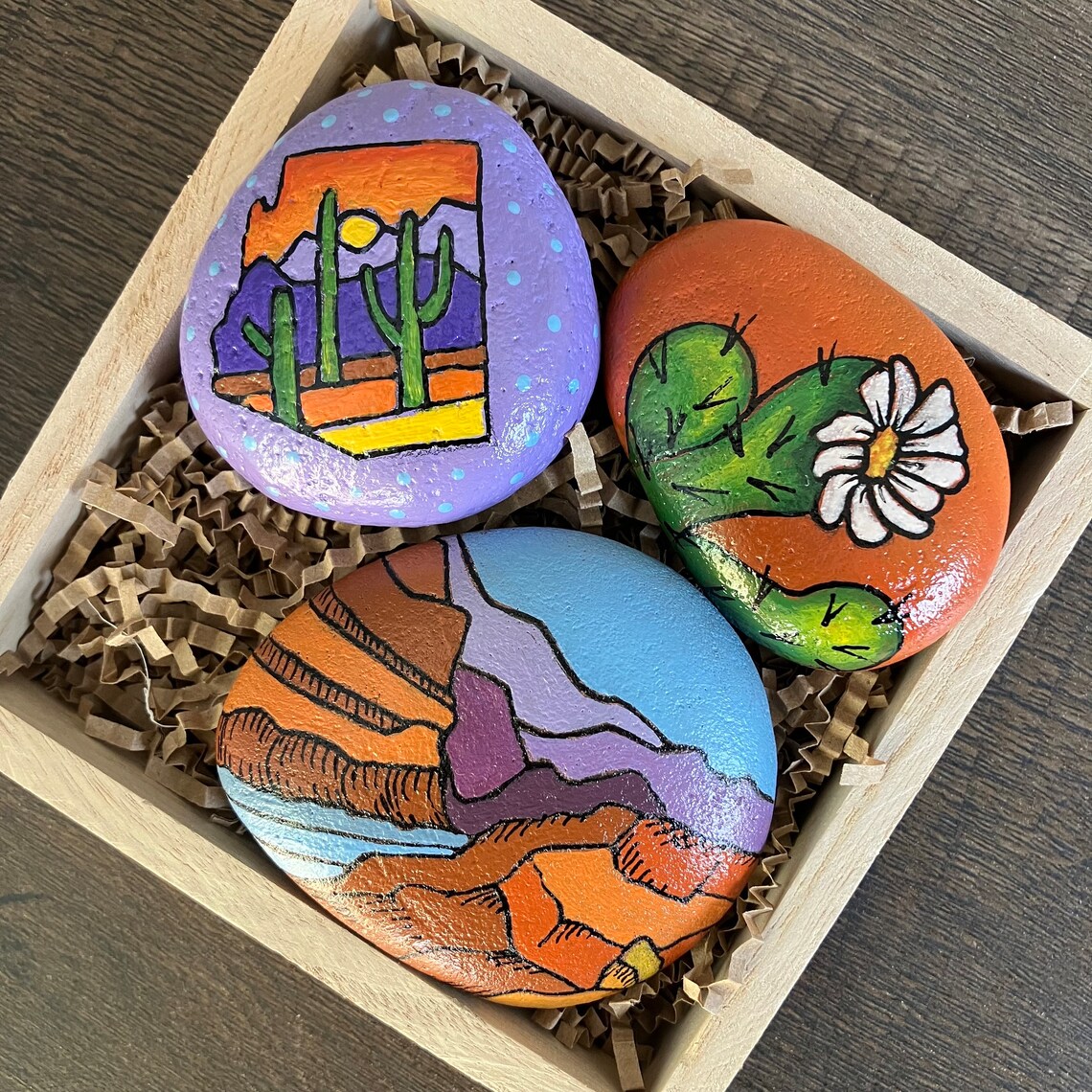 Arizona Hand Painted Rocks Rock Garden Arizona Painting - Etsy