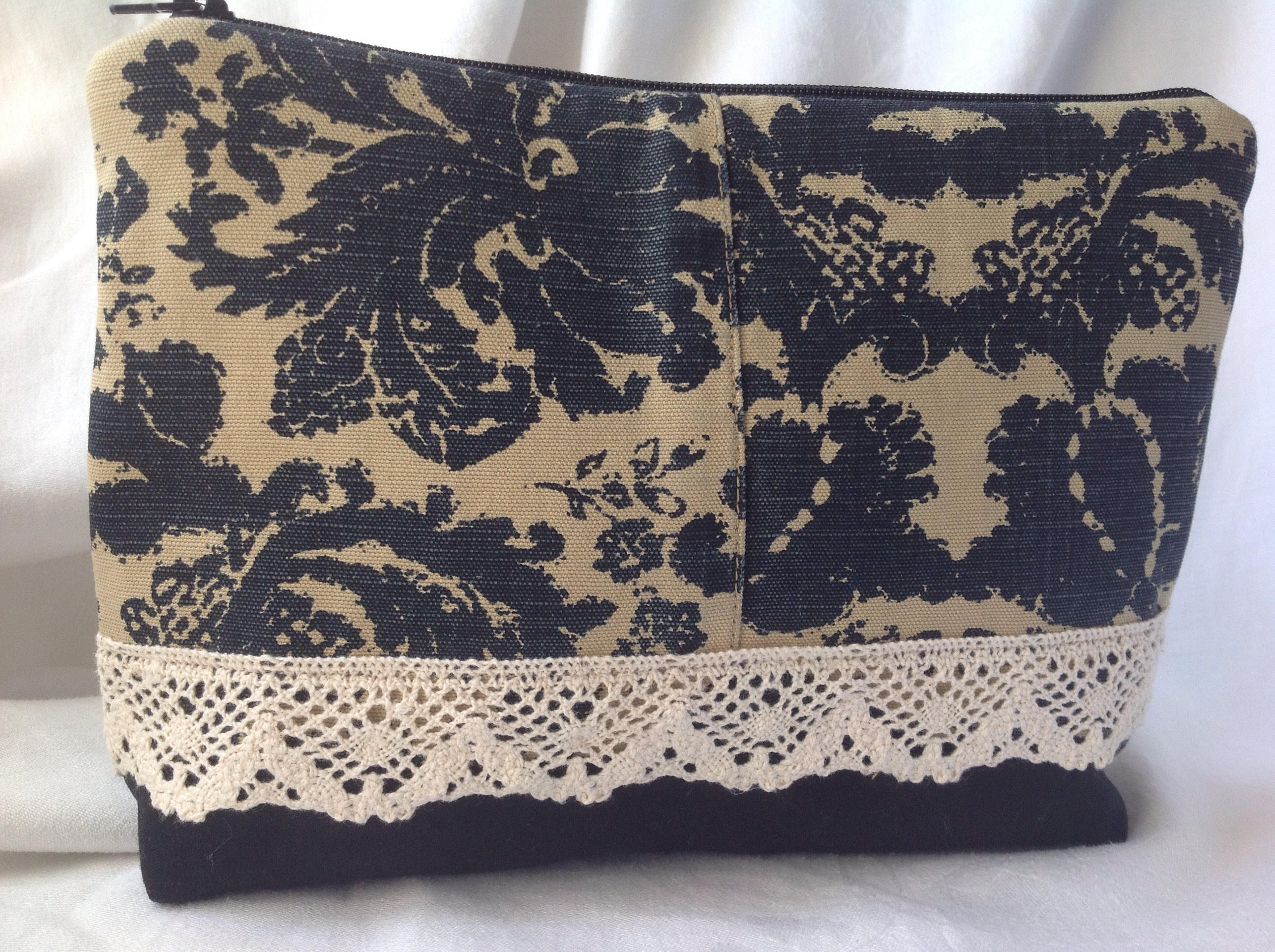 Upcycled, Recycled, Repurposed Jean Print & Lace Purse and Wristlet Set ...
