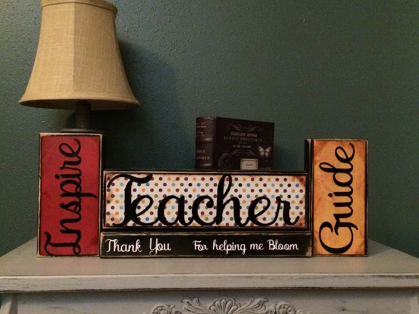 Teacher Wood Block Set Teach School Inspire Students Life | Etsy