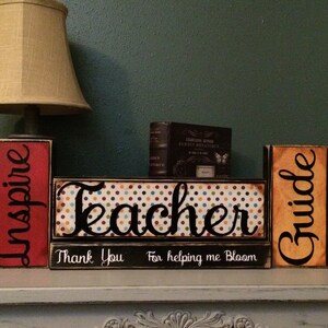 Teacher Wood Block Set Teach School Inspire Students Life - Etsy