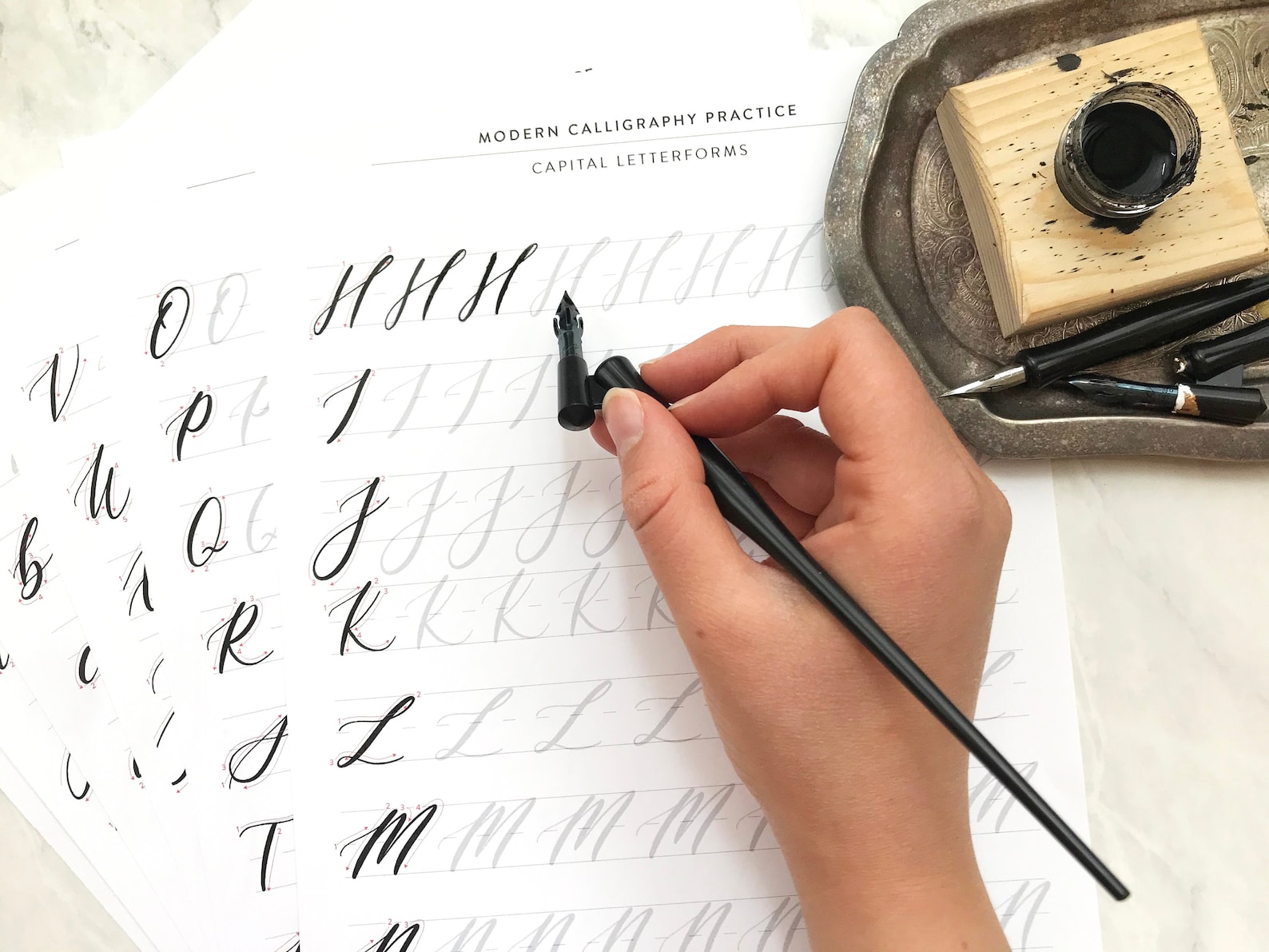 Modern Calligraphy Practice Alphabet Sheets/pointed Pen Calligraphy ...