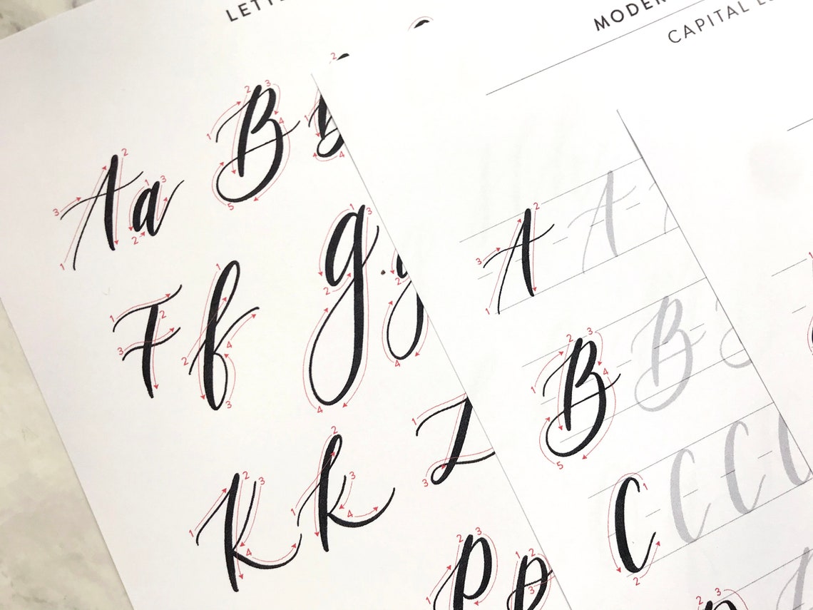 Modern Calligraphy Practice Alphabet Sheets/pointed Pen Calligraphy ...