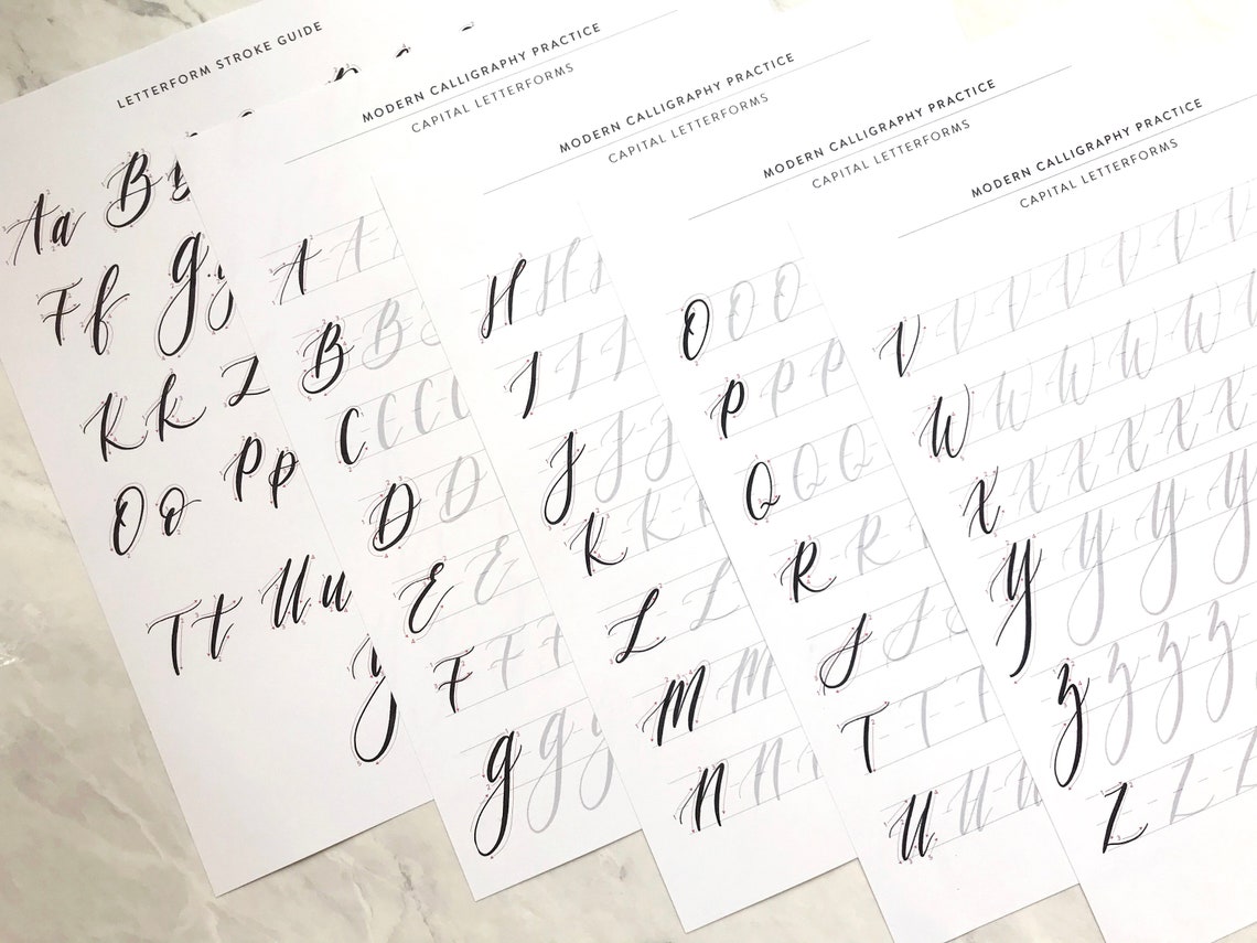Modern Calligraphy Practice Alphabet Sheets/pointed Pen Calligraphy ...