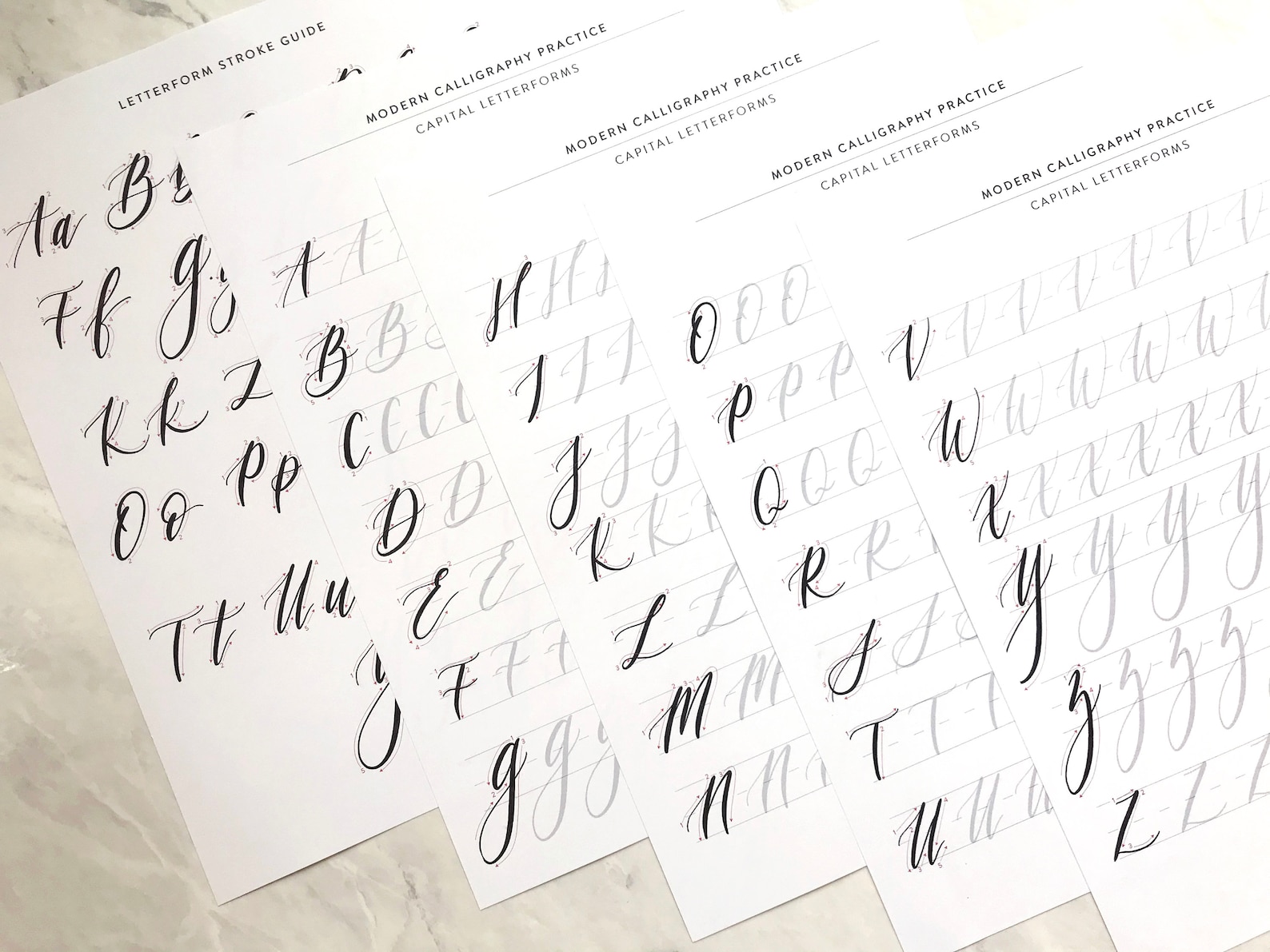 Modern Calligraphy Practice Alphabet Sheets/pointed Pen Calligraphy ...