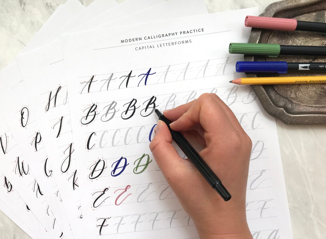Modern Calligraphy Practice Alphabet Sheets/pointed Pen Calligraphy ...