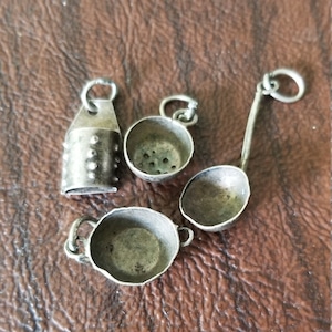 Vintage Lot of 4 Sterling Cooking Utensil Charms, Vintage Kitchen ...