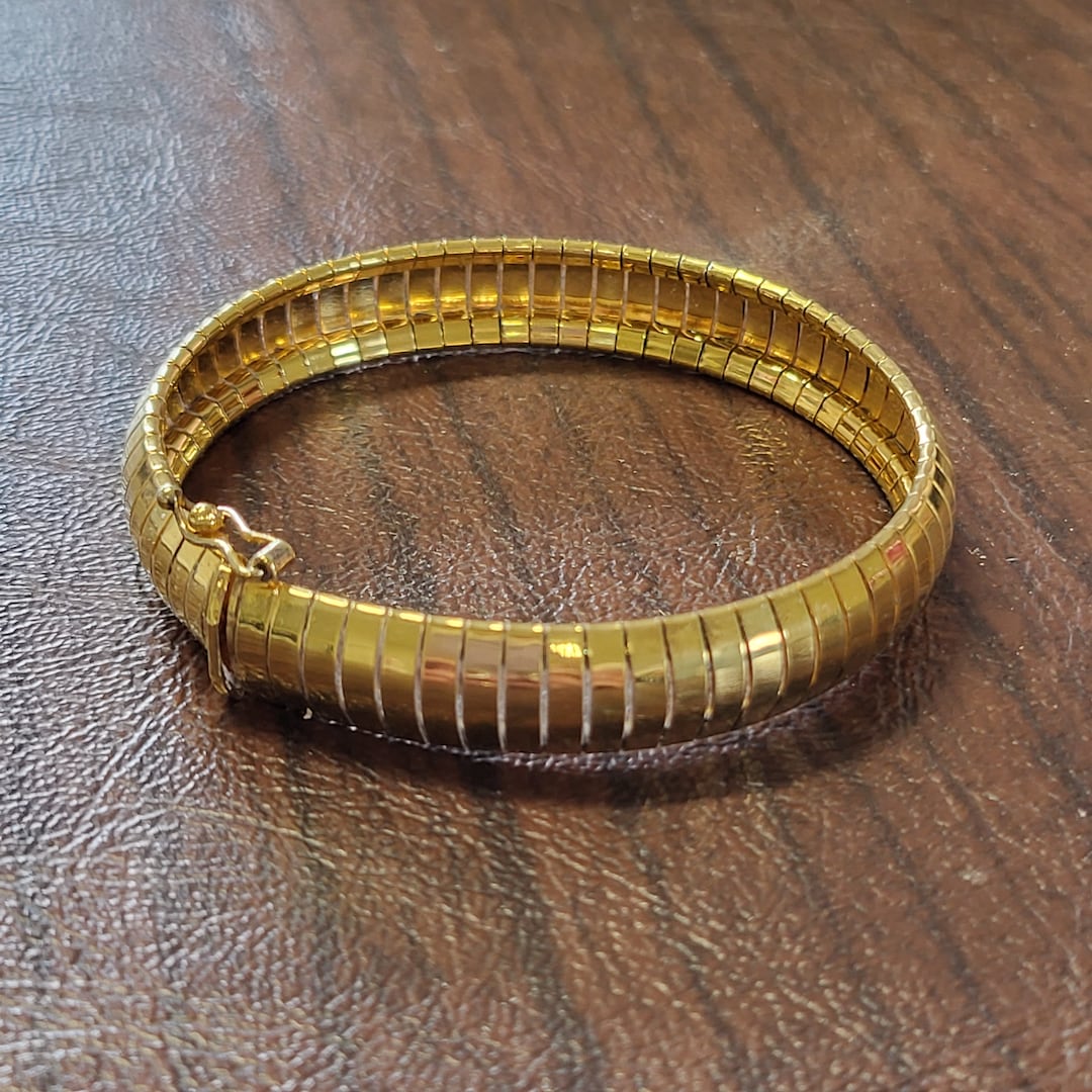 Vintage Milor Gold Over Italian Sterling Silver Flexible Bracelet, Gold ...