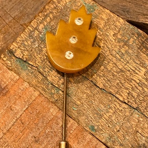 Vintage Bakelite Leaf Shaped Stick Pin Adorned With Rhinestones - Etsy