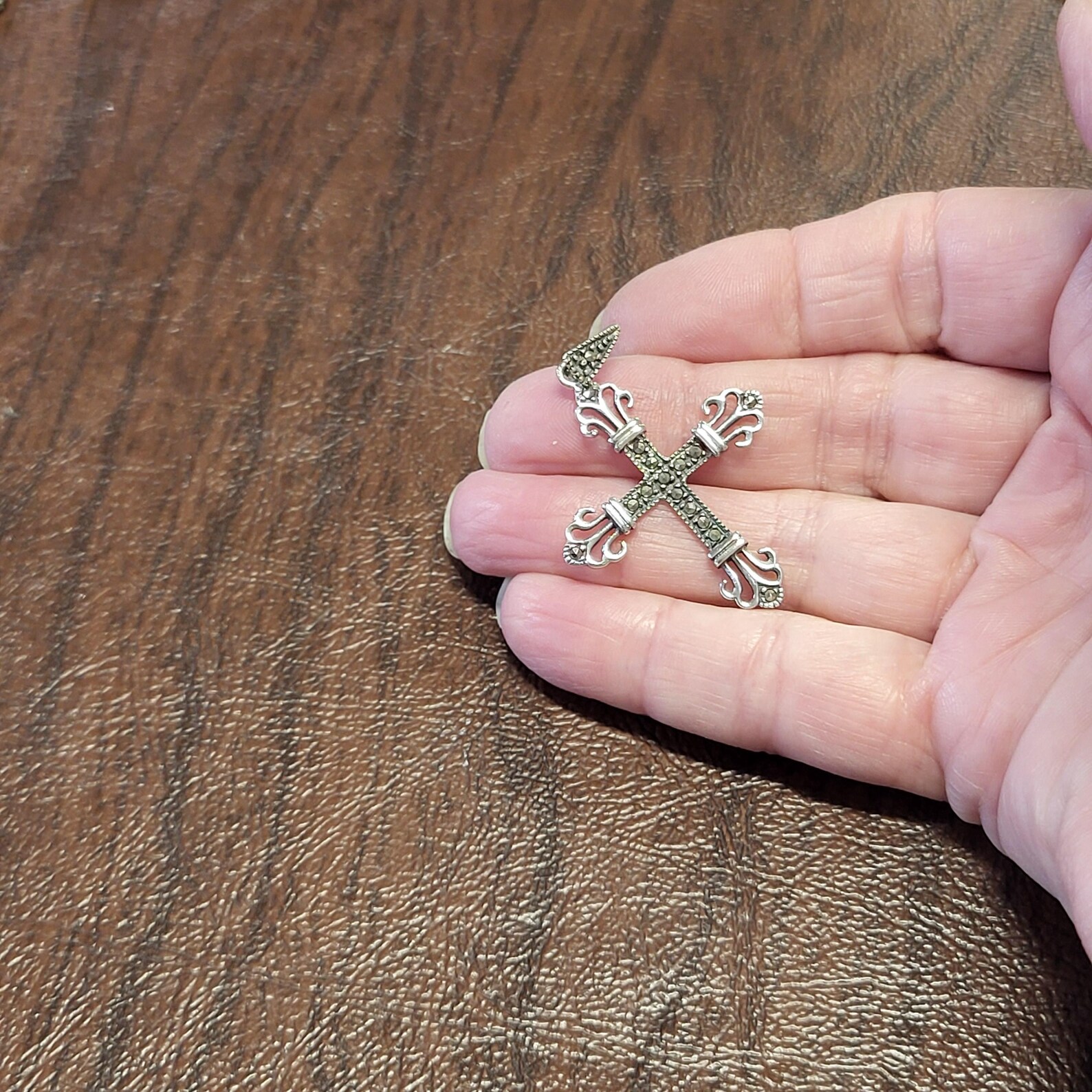 Vintage Sterling Silver and Marcasite Cross, Beautiful, Ornate Cross ...