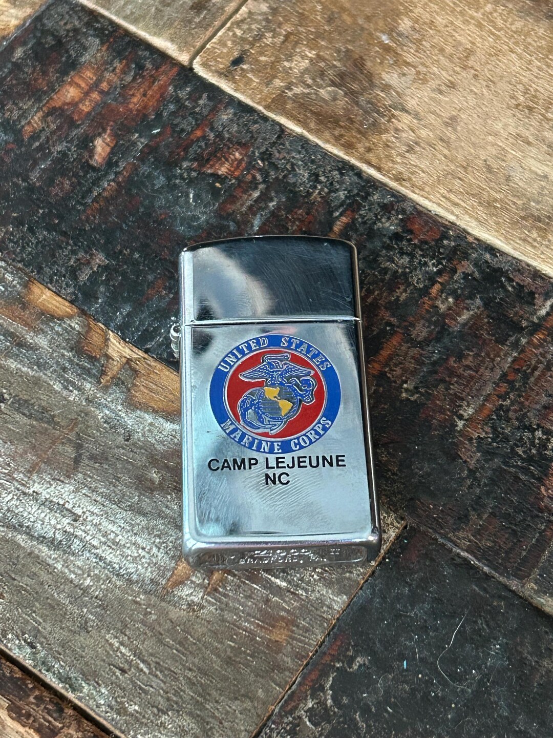 1986 Zippo United States Marine Corps Camp Lejune, NC Vintage Slim ...