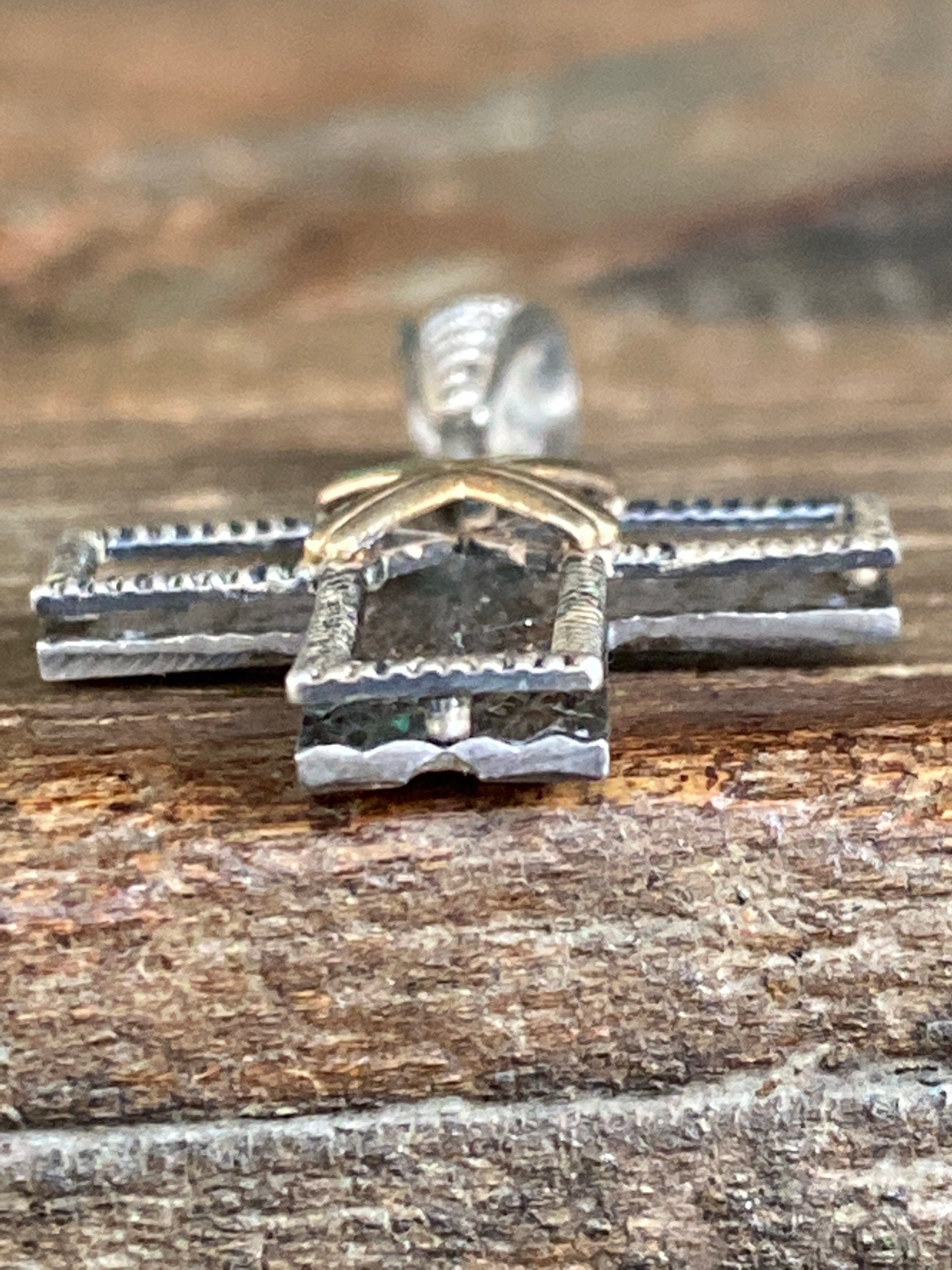 Beautiful 925 Shadow Box Cross With Diamond Cut Accents, Generous Bale ...