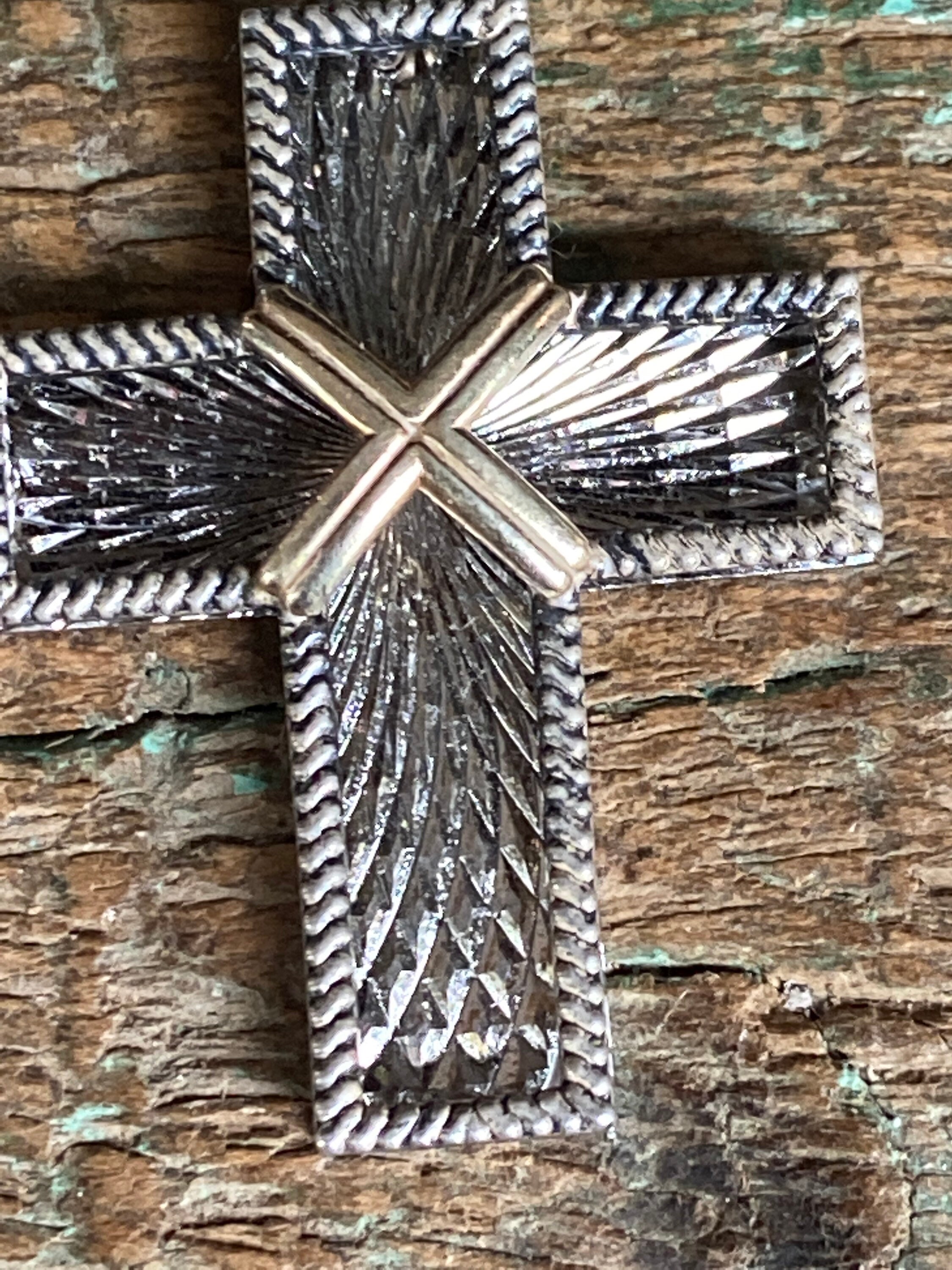 Beautiful 925 Shadow Box Cross With Diamond Cut Accents, Generous Bale ...