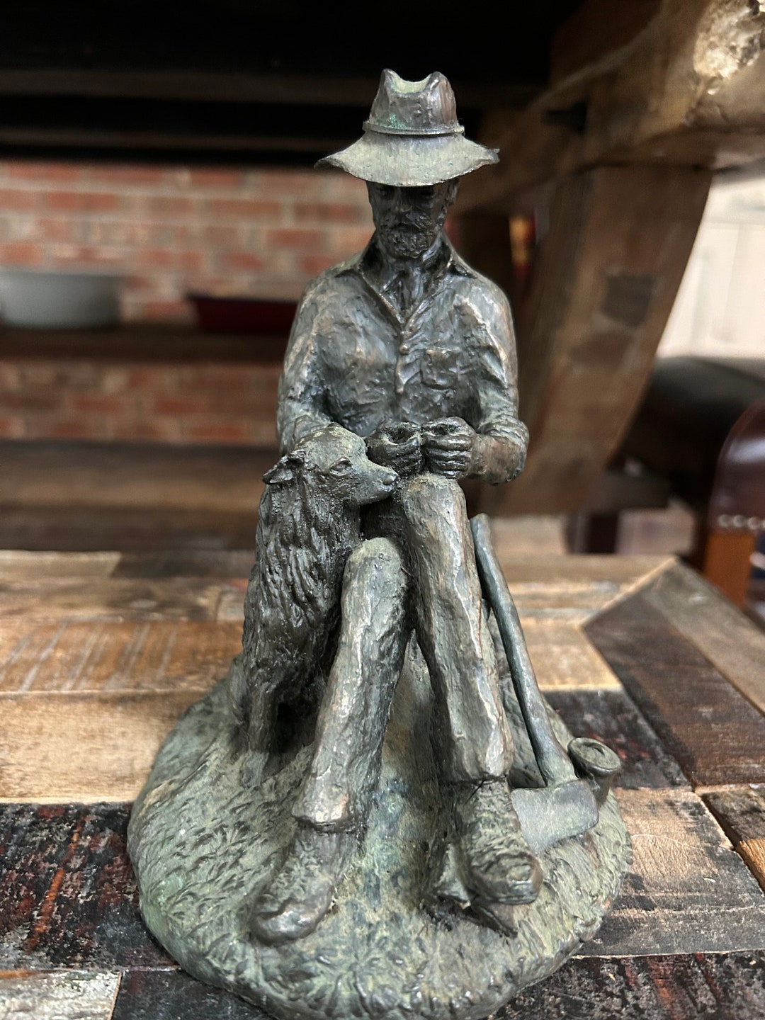 Realities Cold Cast Bronze Sculpture of a Seated Man With Dog - Etsy