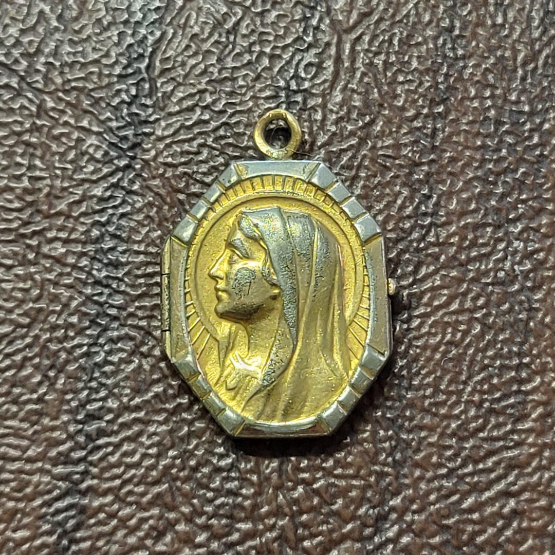 Vintage French Virgin Mary Locket/pendant, Gold-filled or Plated Locket ...