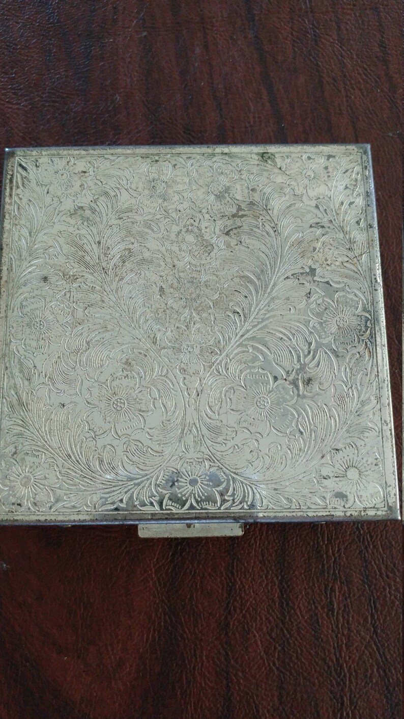 Vintage Rex Fifth Avenue Powder Compact, Silver-tone With Etched Design ...