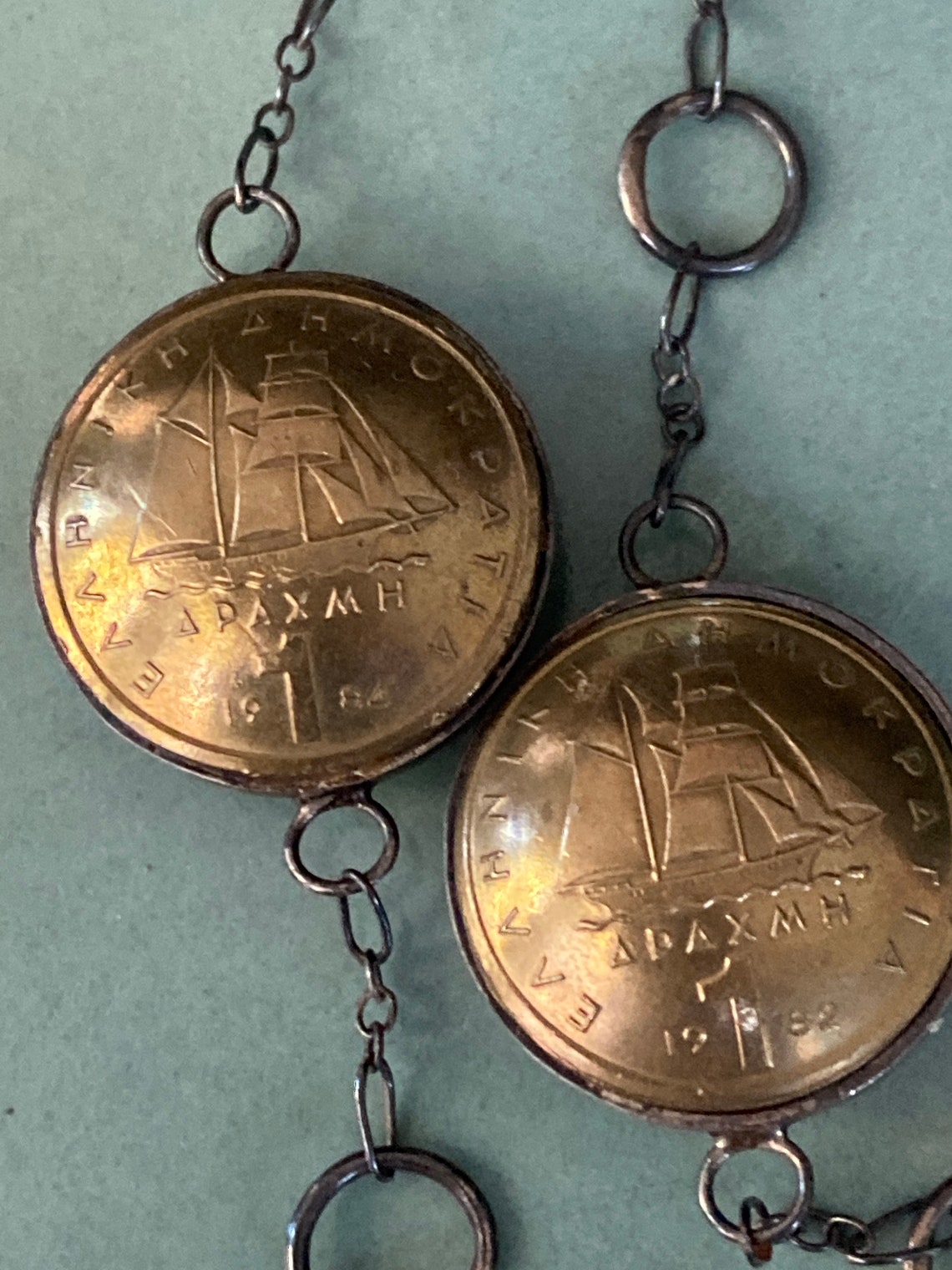 Unique eaahnikh ahmokpatia Greek coin and polynesie francaise | Etsy