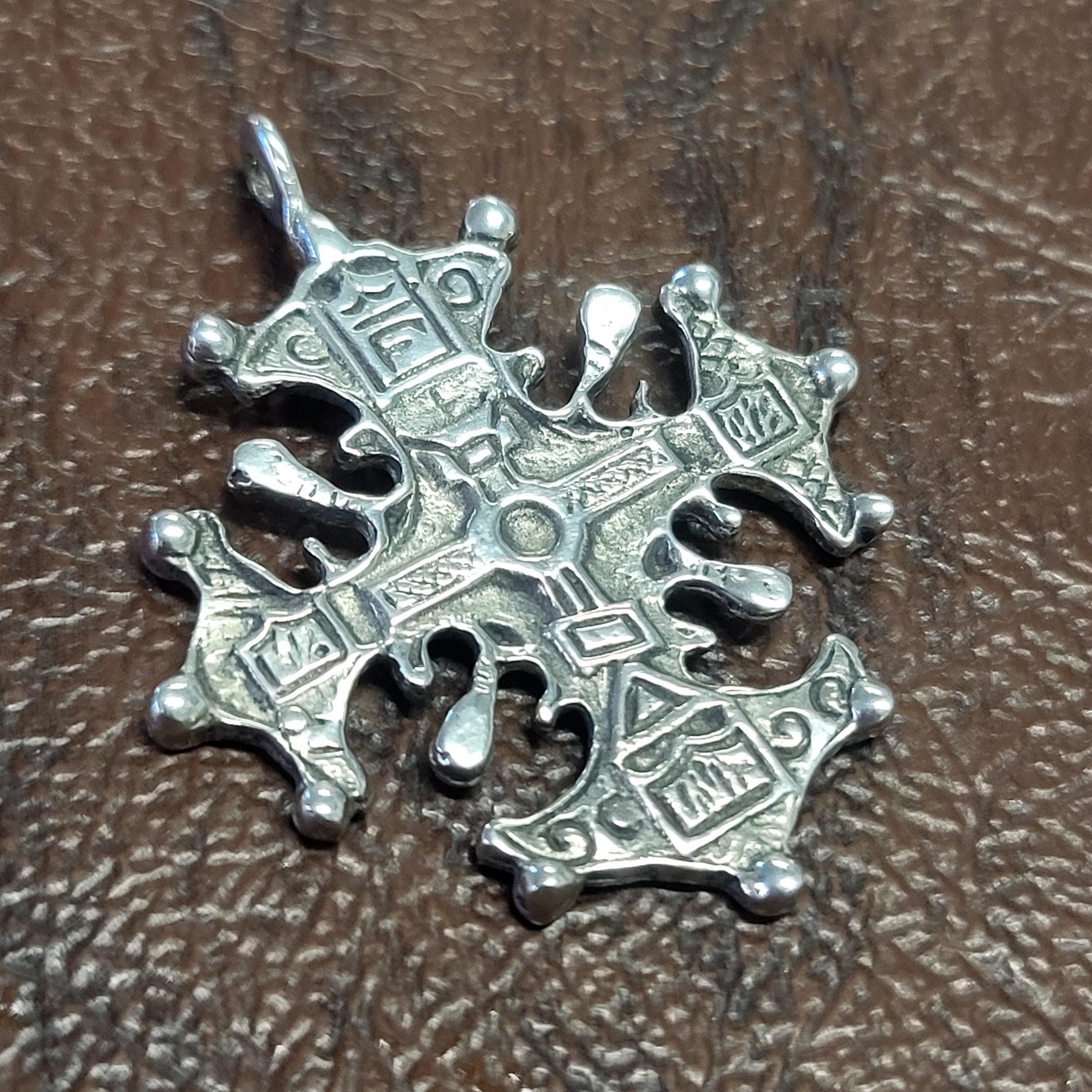 Vintage Sterling Silver Byzantine Cross Pendant, Coptic Style Cross ...