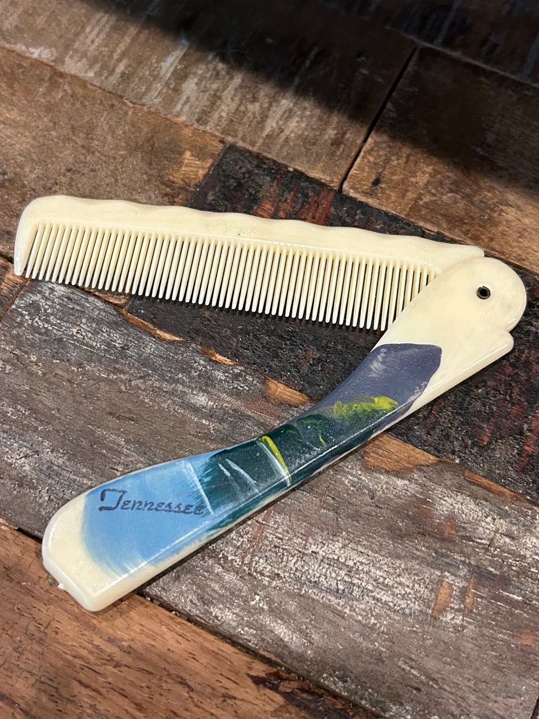 Vintage Kader Celluloid/plastic Folding Comb Hand Painted Souvenir of ...