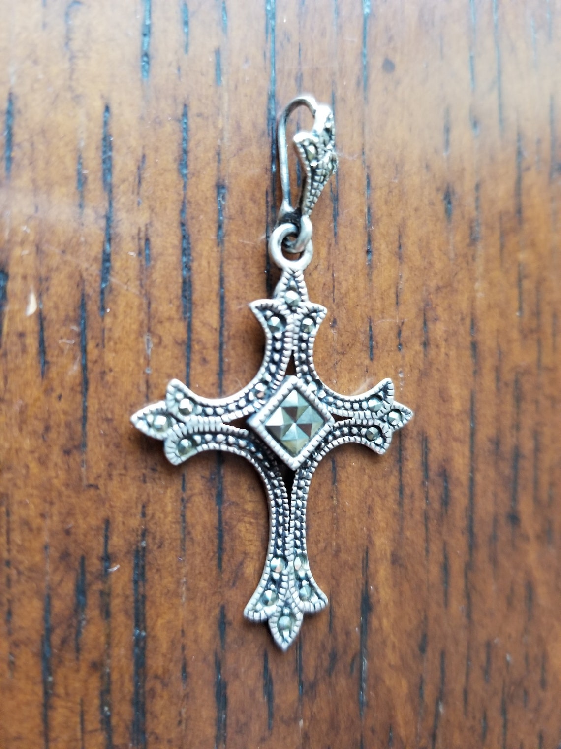 Sterling Silver and Marcasite Cross Pendant Beautiful Cross | Etsy