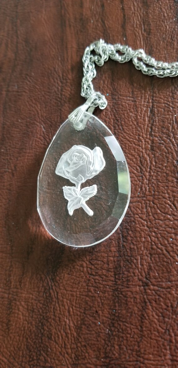 Vintage Hallmark Cards Intaglio Rose Cameo Necklace, … - Gem