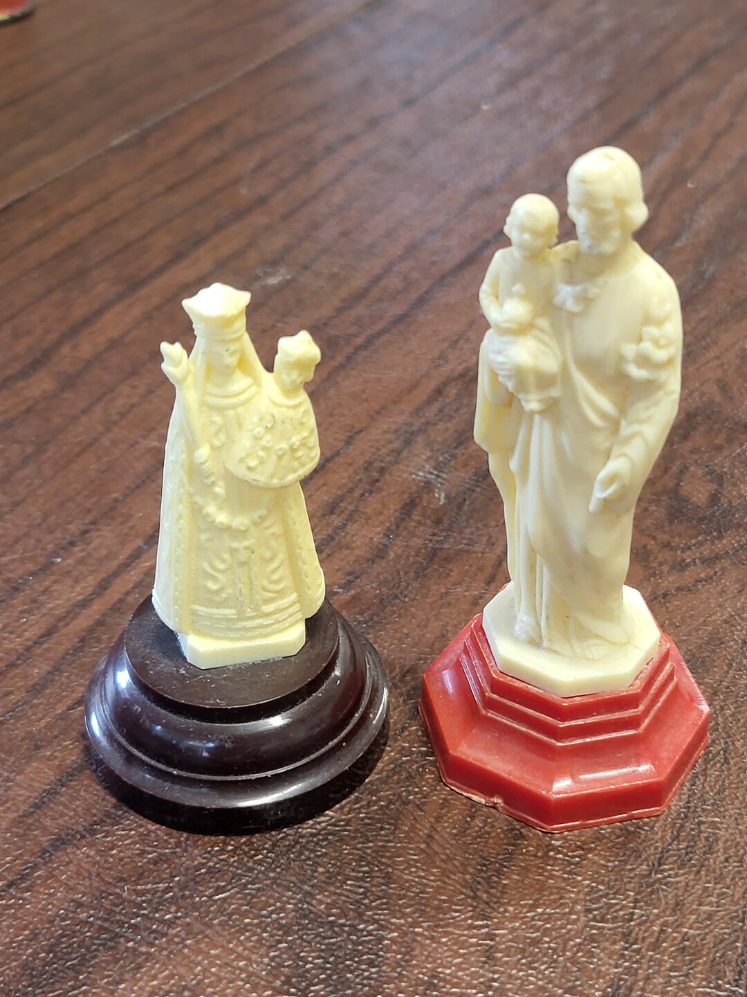 Molded Plastic Religious Statues, Vintage Saint Joseph and Virgin Mary ...