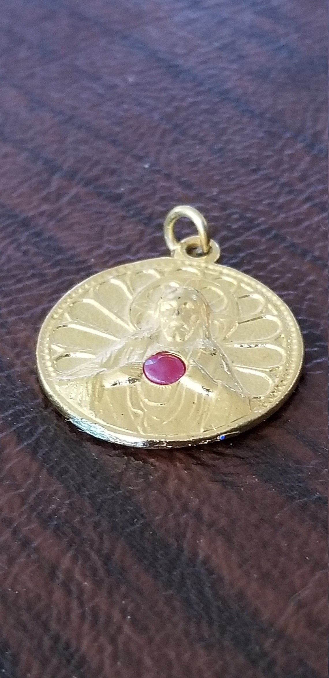 Unique Creed Gold Plated Religious Medal/pendant Sacred Heart - Etsy