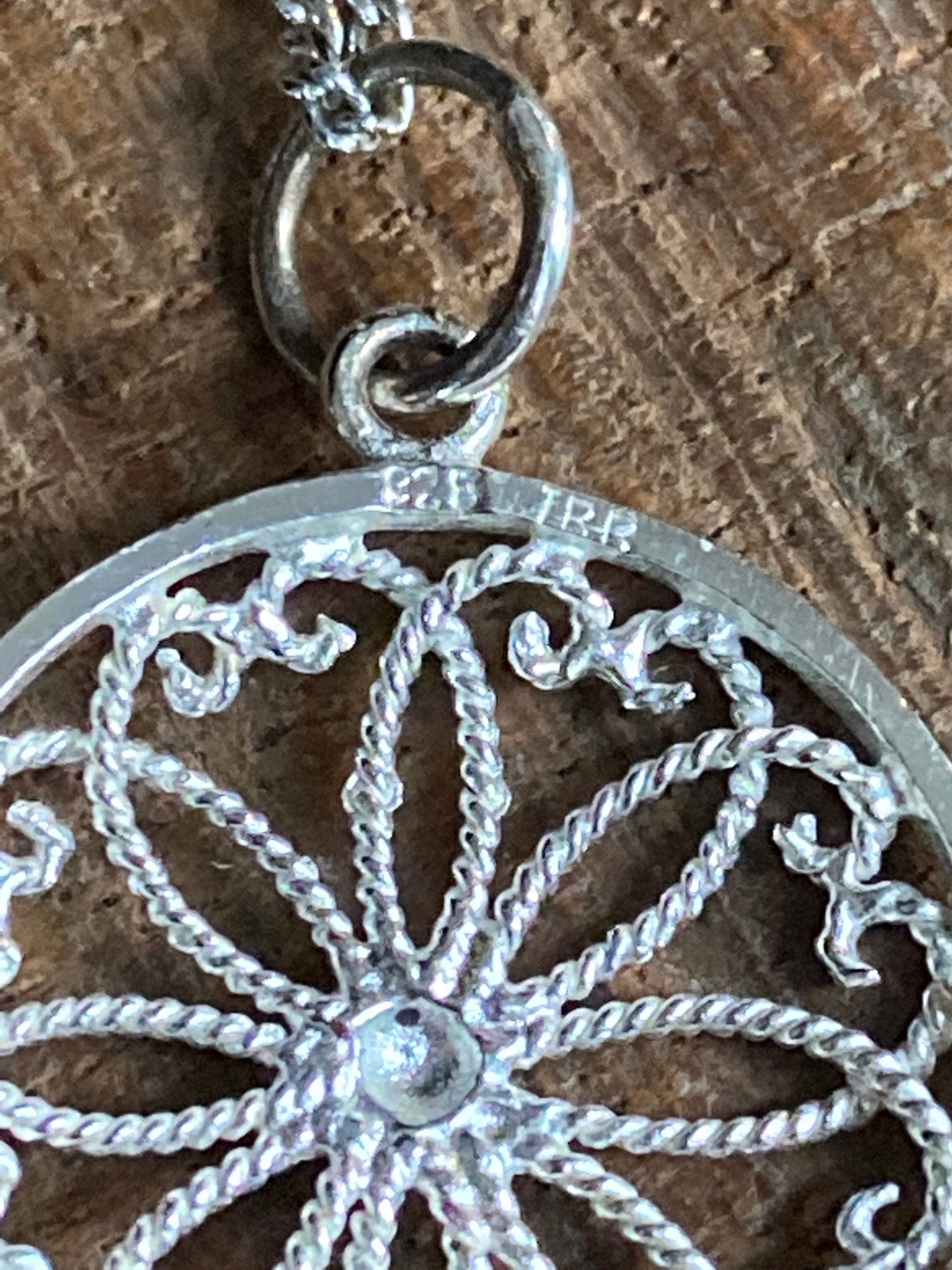 Pretty 925 sterling round filigree floral pendant on a | Etsy