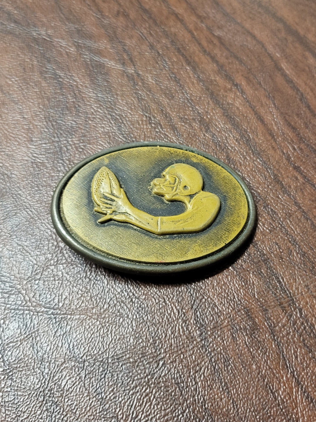 Vintage Oden Football Player Belt Buckle, Brass Colored Metal Buckle ...