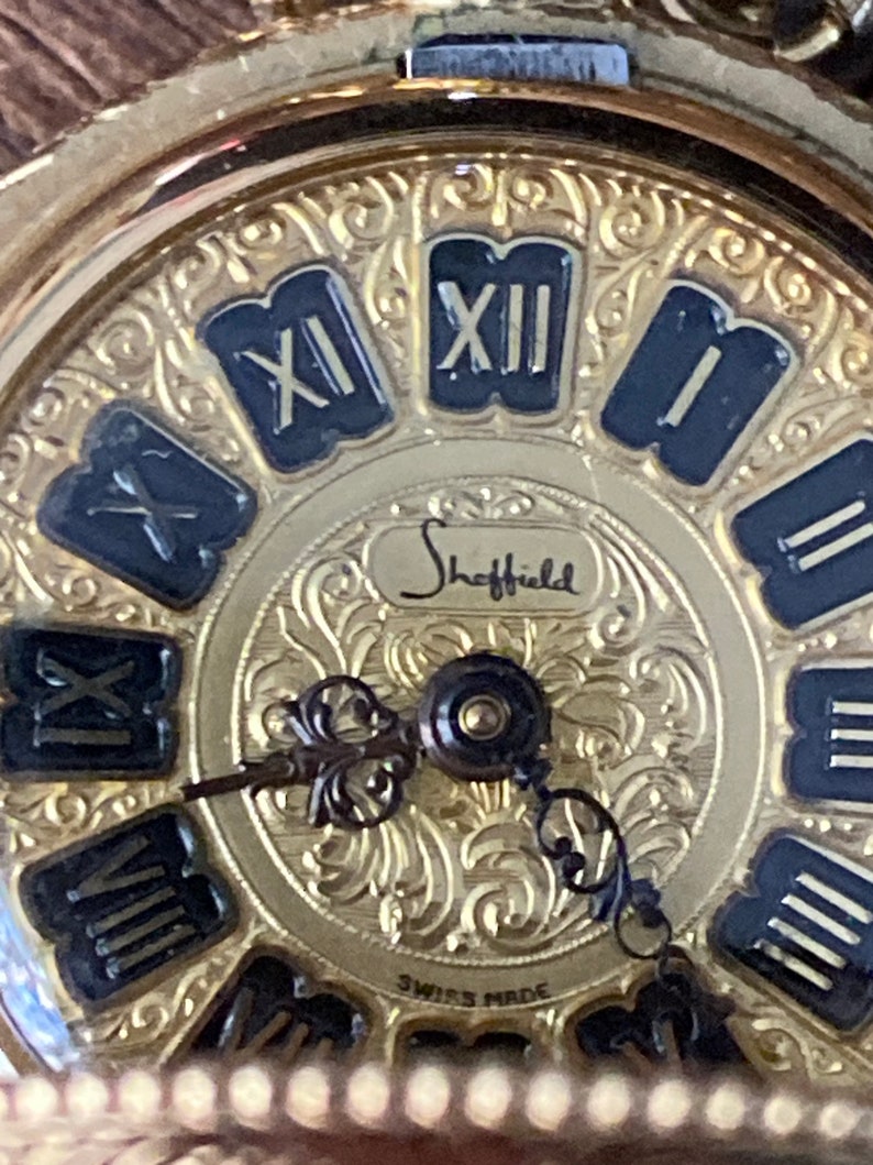 Vintage Sheffield Swiss Made Pocket Watch Pendant Style Necklace With ...