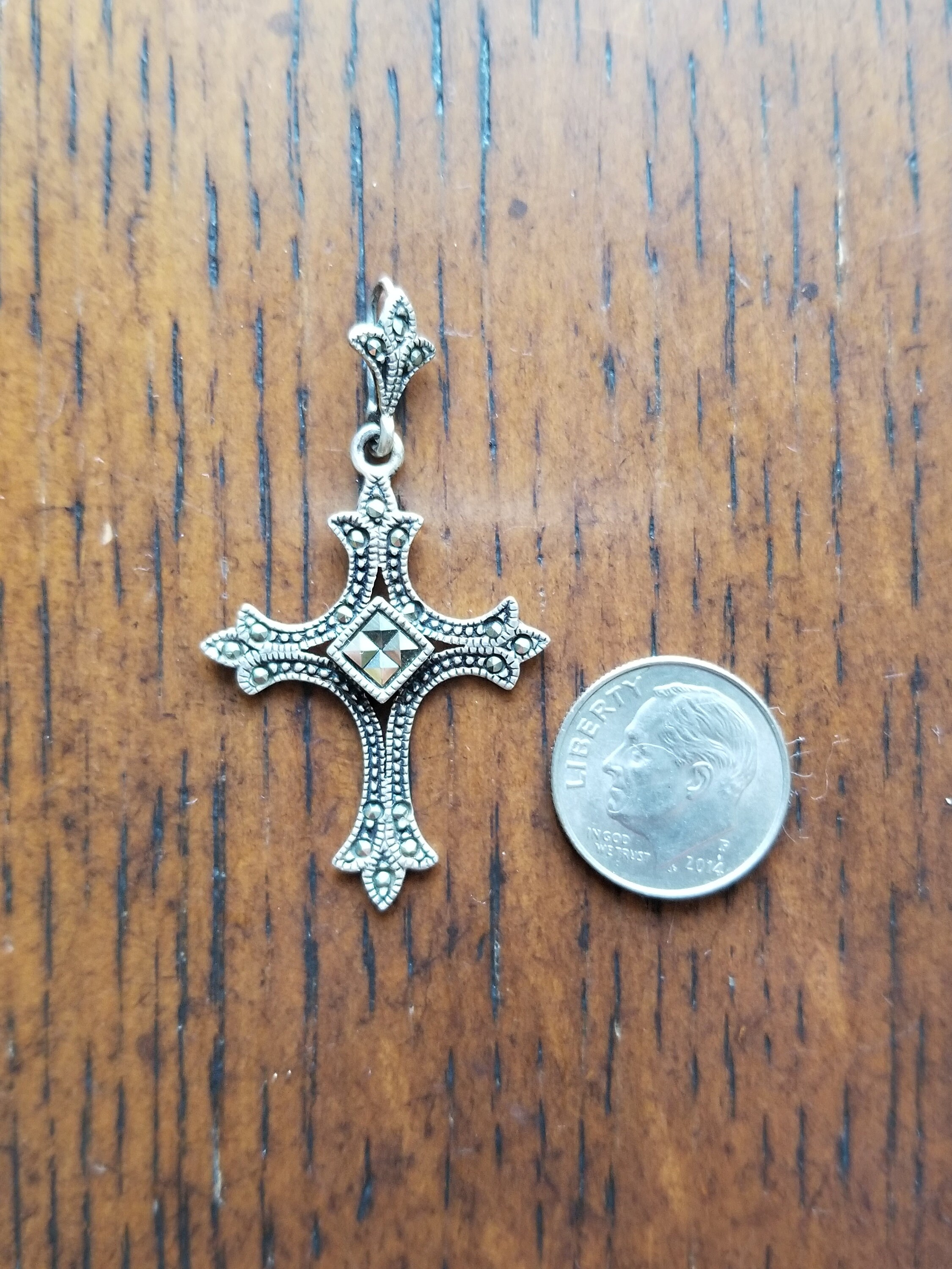 Sterling Silver and Marcasite Cross Pendant Beautiful Cross | Etsy