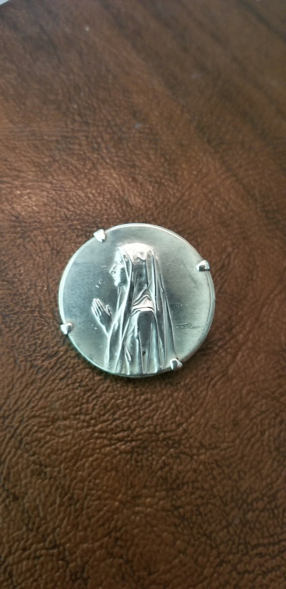 vintage virgin mary brooch - Gem