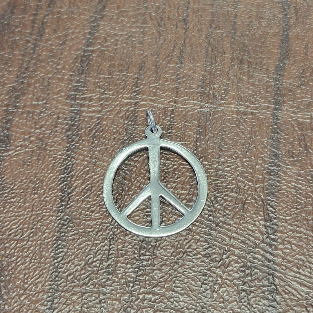 Sterling Silver Peace Sign Pendant - Etsy