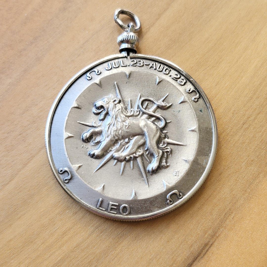 Vintage Zodiac & Bicentennial Medallion, 2 Sided Pendant, Leo Lion and ...