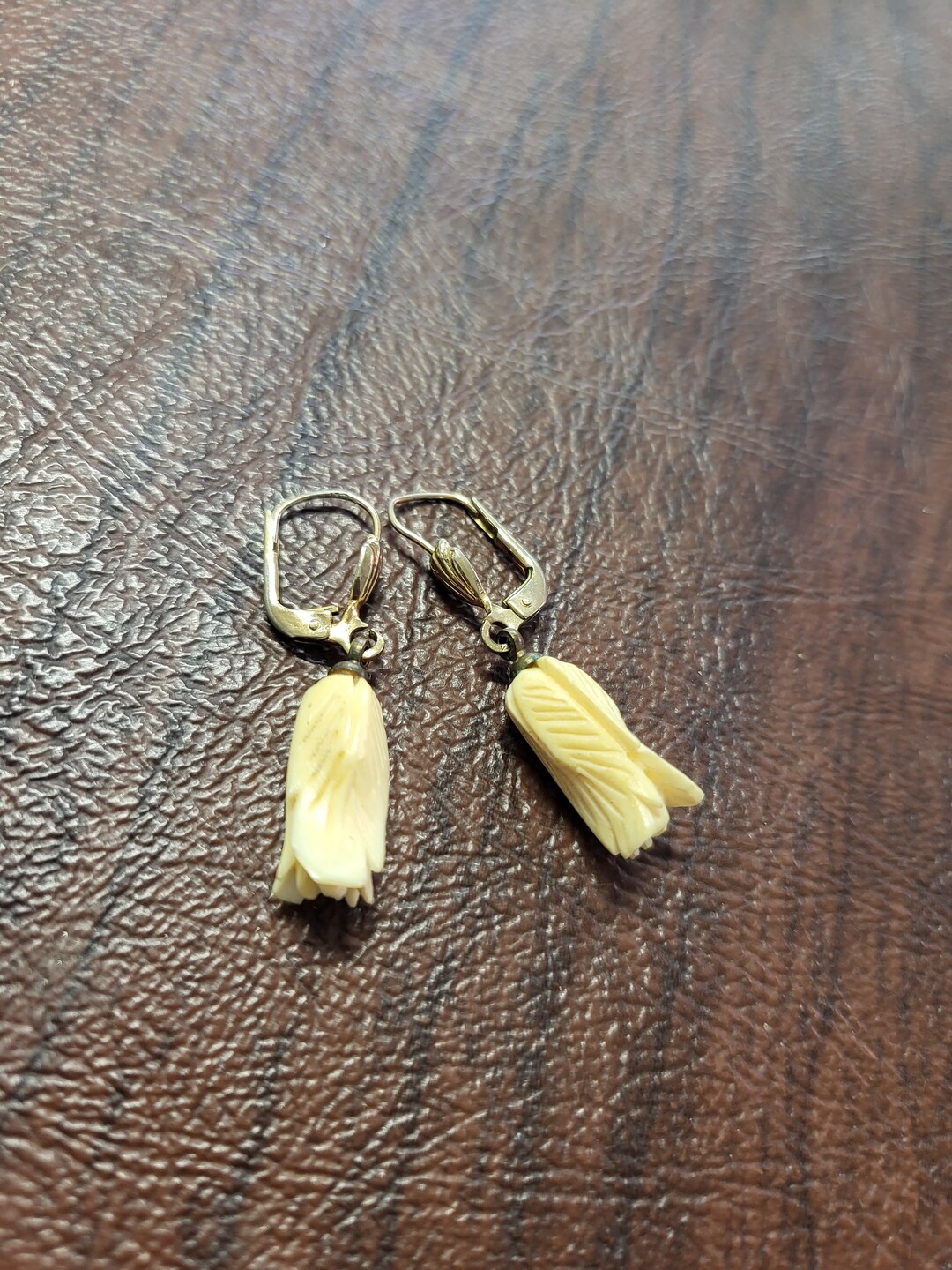 Carved Bone? Celluloid? Earrings From West Germany, Vintage Ges Gesch ...