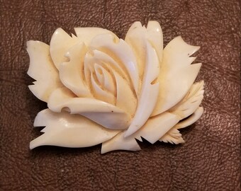 Carved Bone Rose | Etsy