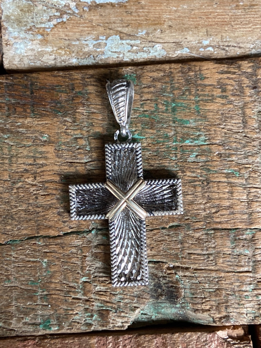 Beautiful 925 Shadow Box Cross With Diamond Cut Accents, Generous Bale ...