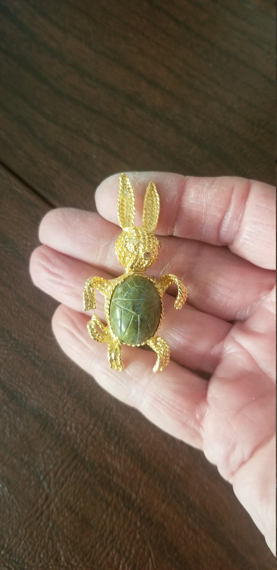Vintage Egyptian Scarab Bunny Brooch, Unusual Rabbit … - Gem