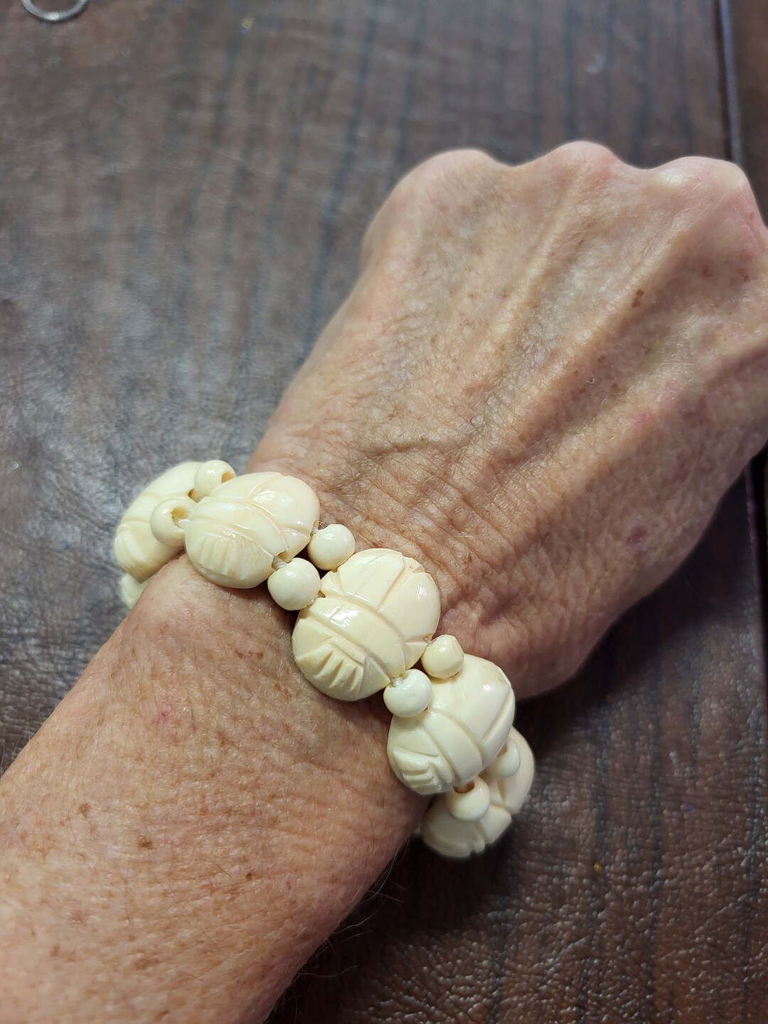 Carved Bone Scarab Bracelet Vintage Egyptian Revival Scarab - Etsy