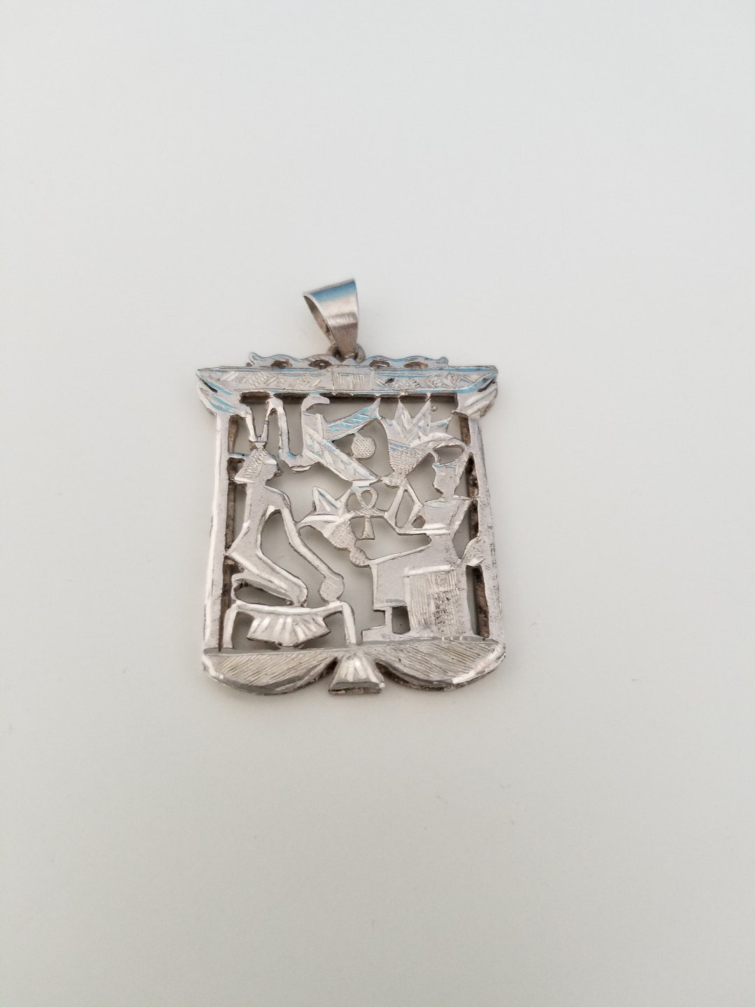 Vintage 900 Silver Egyptian Storyteller Pendant, Egyptian Assay Marks ...