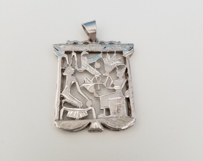 Vintage 900 Silver Egyptian Storyteller Pendant, Egyptian Assay Marks ...