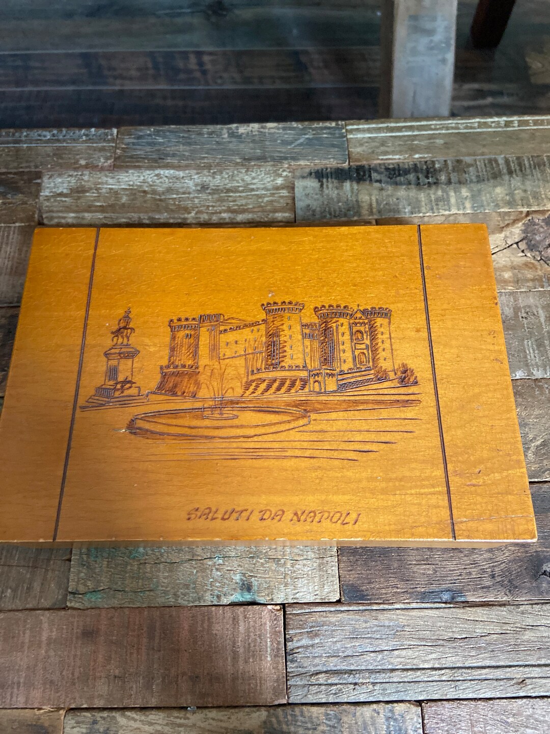 Vintage saluti Da Napoli-hello From Naples Carved Cigarette Box, Castle ...