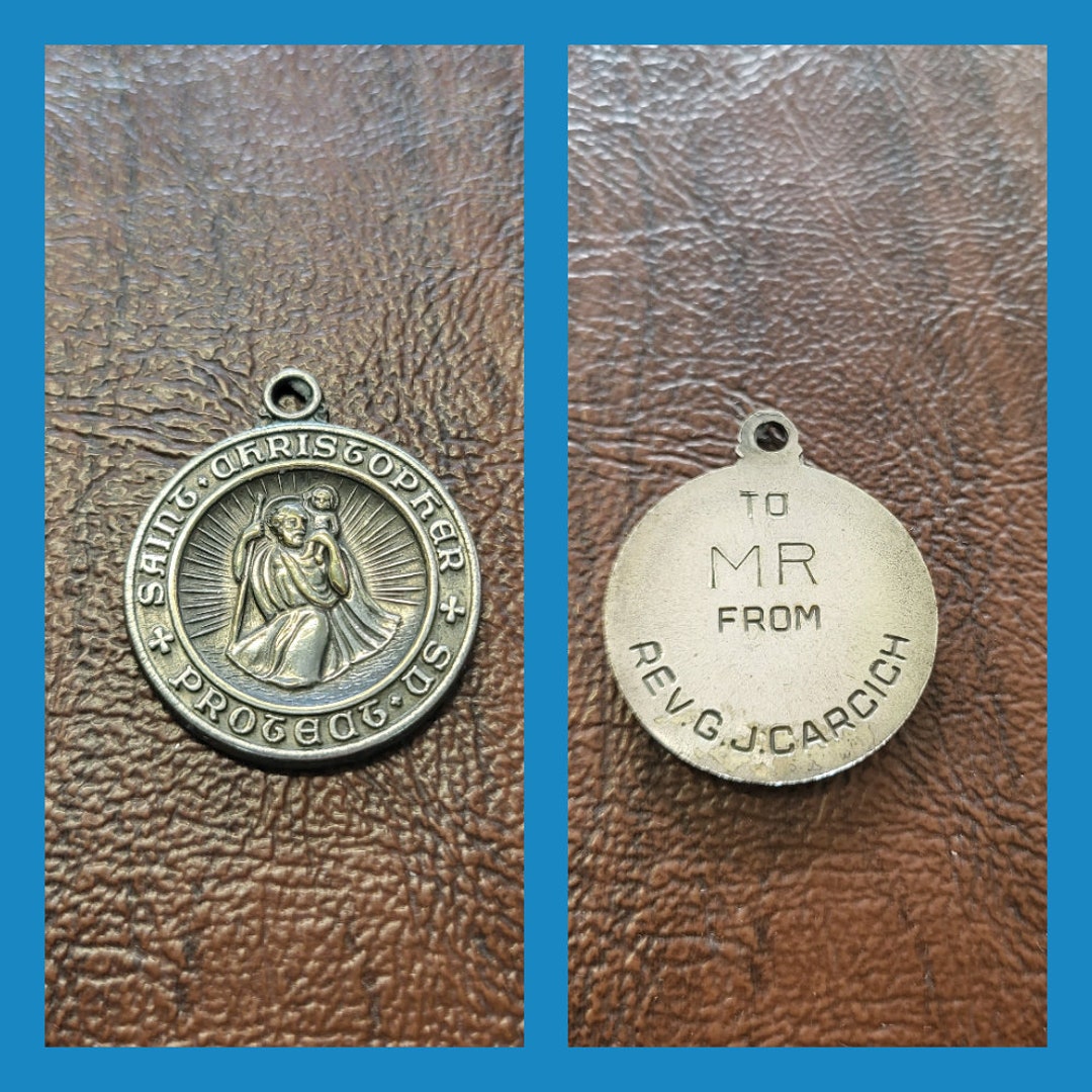 Vintage 1960's St. Christopher Medal From Rev. G.J. Carcich, Convicted ...