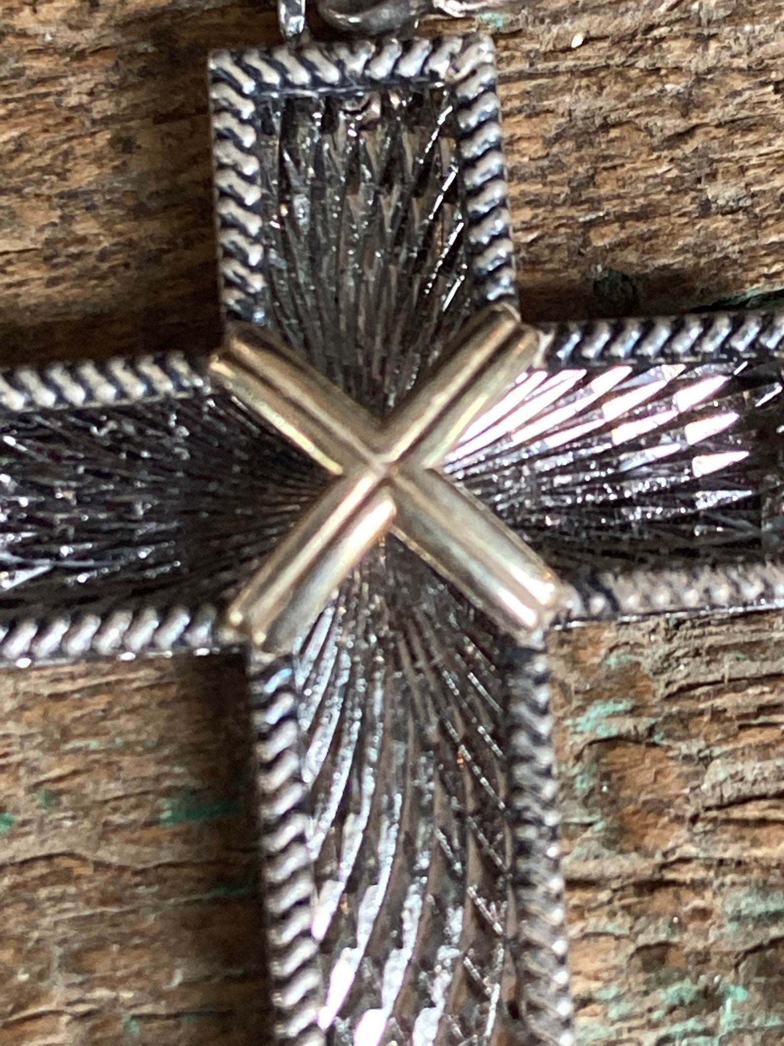 Beautiful 925 Shadow Box Cross With Diamond Cut Accents, Generous Bale ...